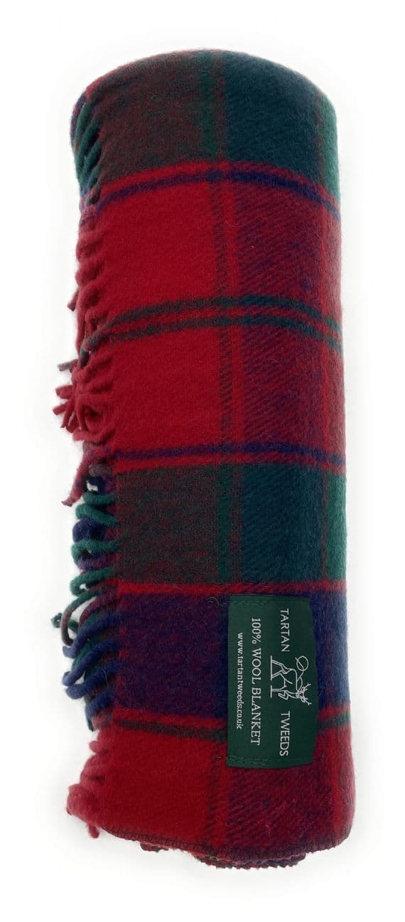 Robertson Red Wool Tartan Knee Blanket 100 New Wool